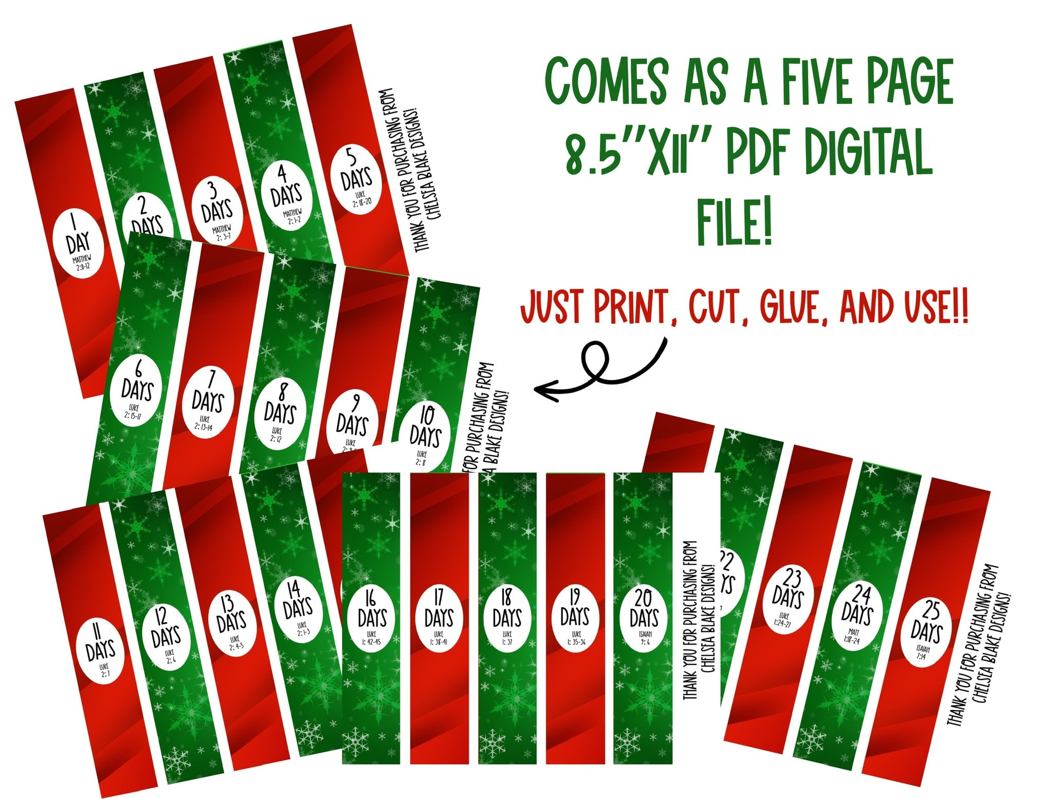 Christmas Countdown Chain, Christmas Scripture Countdown, Christian ...