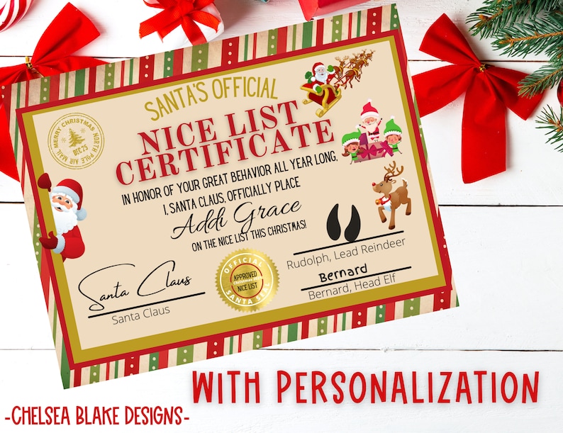 Santa Nice List Certificate With Personalization - Etsy