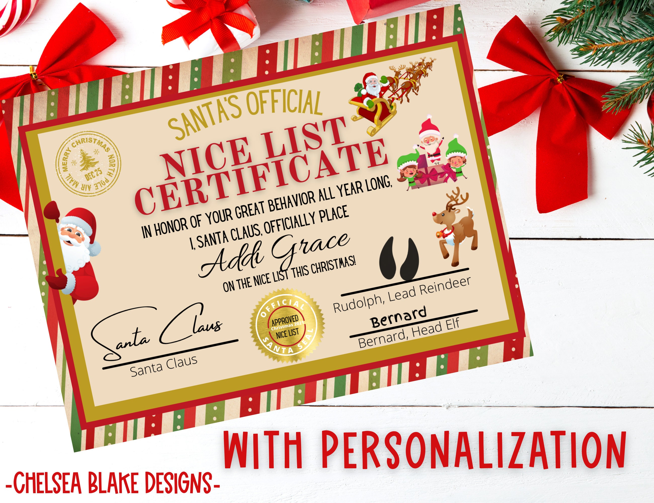 Santa Nice List Certificate With Personalization - Etsy