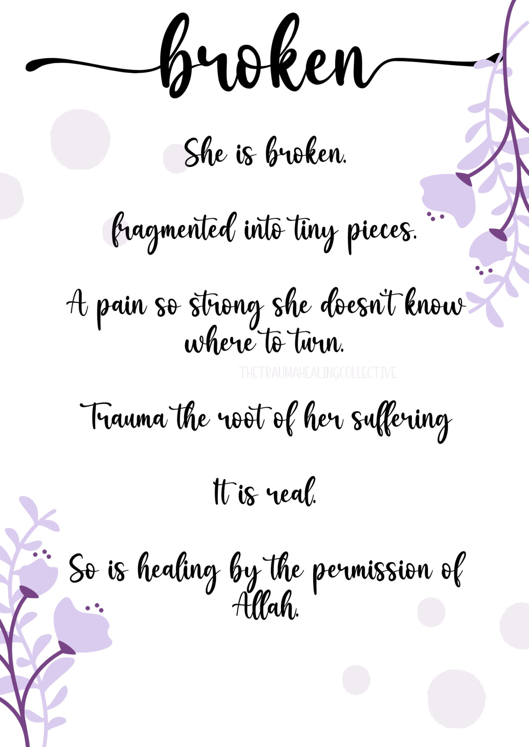 Broken Poem Poster Therapy Somatic Trauma Mental Health - Etsy
