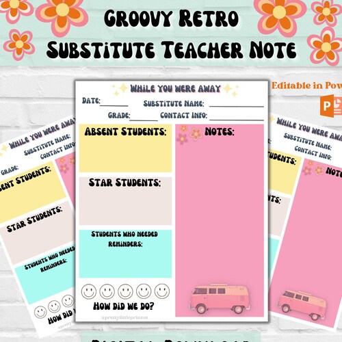 Boho Rainbow Substitute Feedback Form Digital Download Back - Etsy