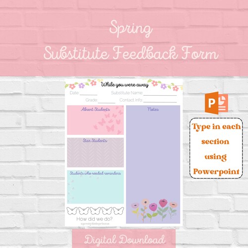 Minimal Plant Substitute Feedback Form Digital Download - Etsy
