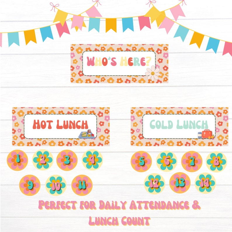 Groovy Retro Daily Lunch Count System | Digital Download | Back to ...