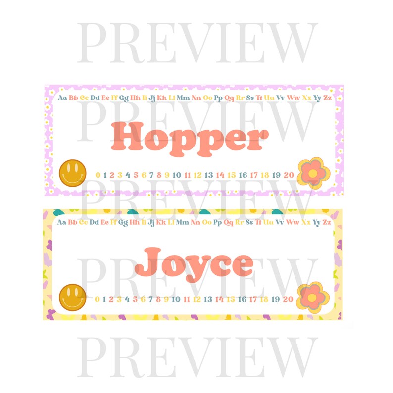 Groovy Boho Name Tags Editable in Powerpoint Class Decor Back to School ...