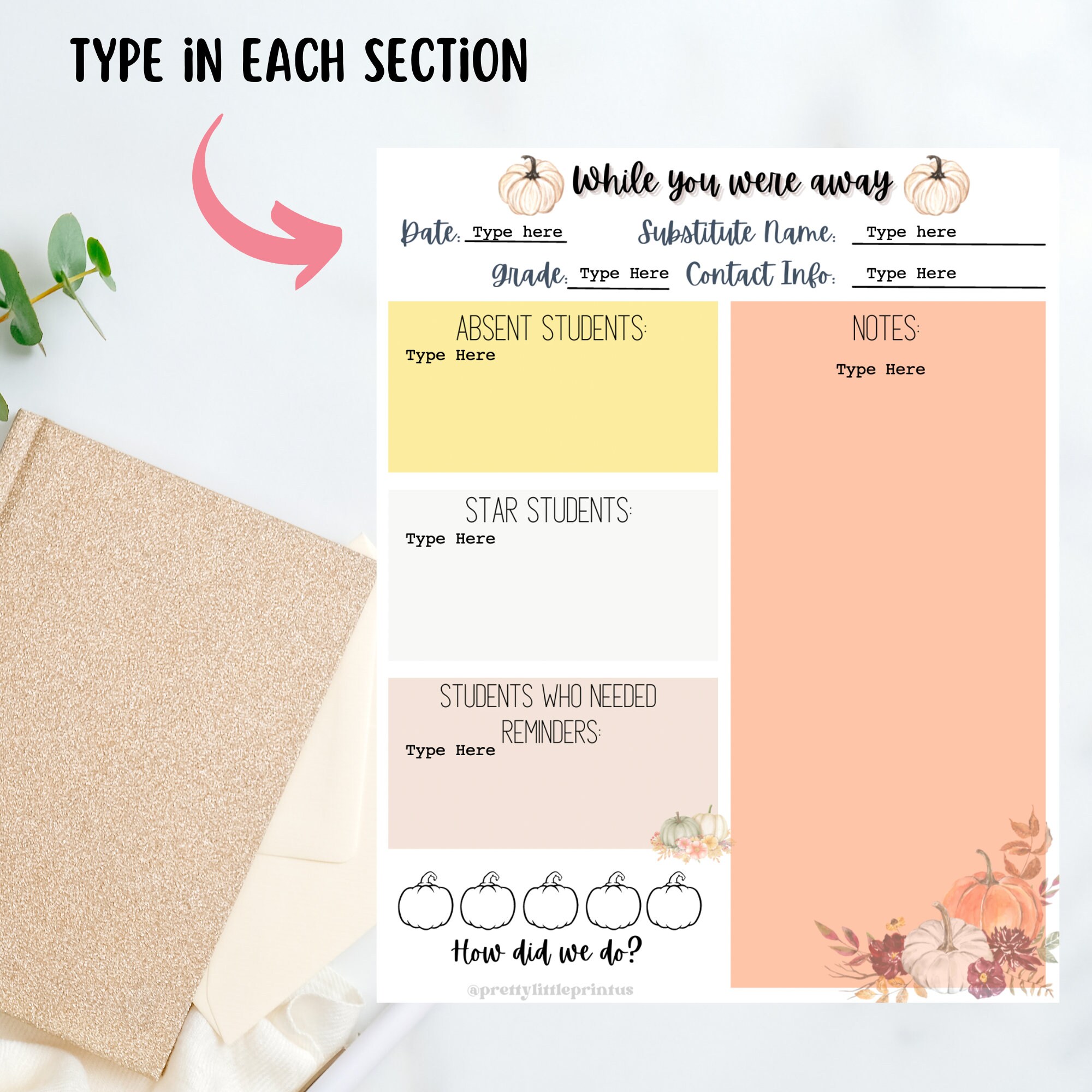 Fall Themed Substitute Feedback Form Digital Download Fall - Etsy