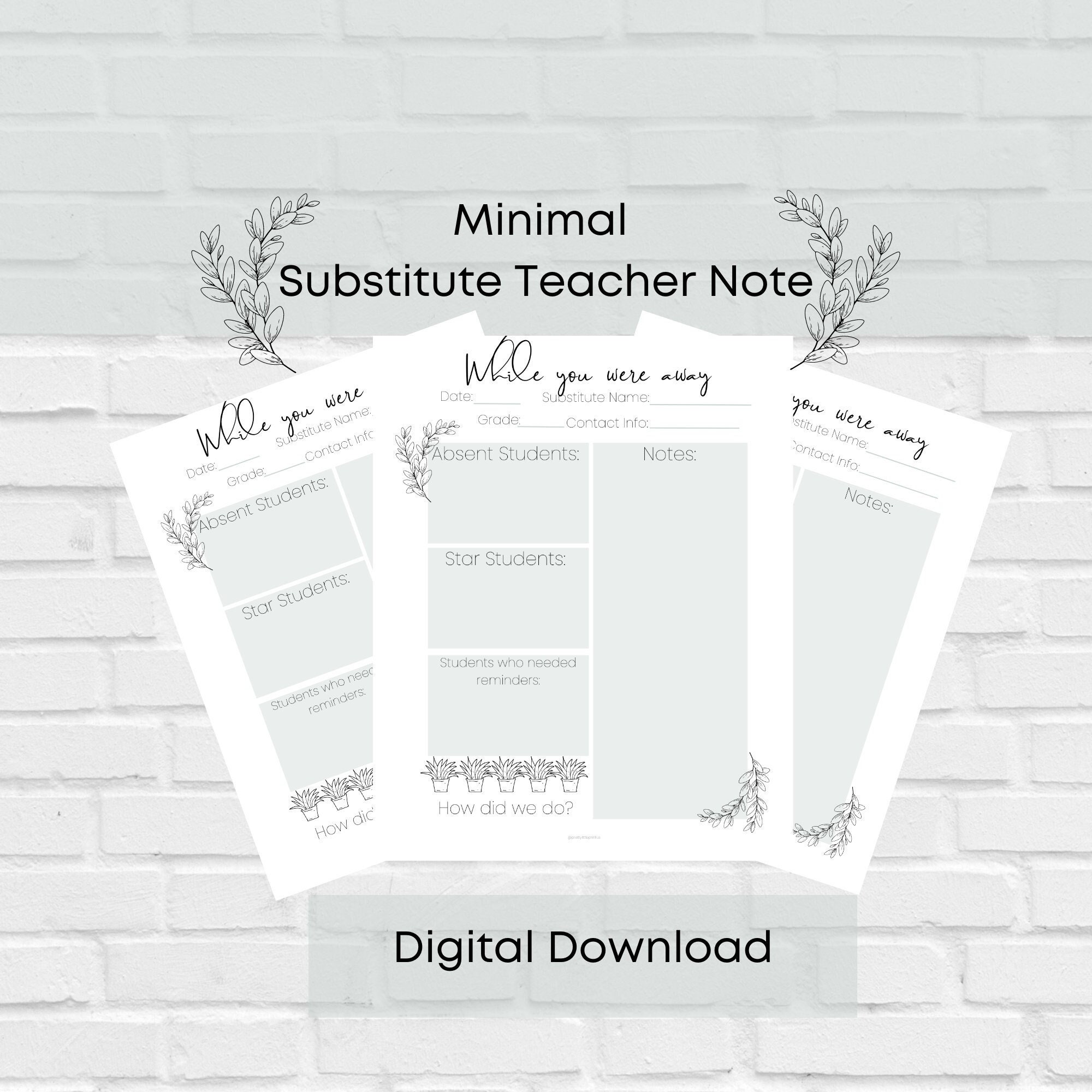 Minimal Plant Substitute Feedback Form Digital Download - Etsy