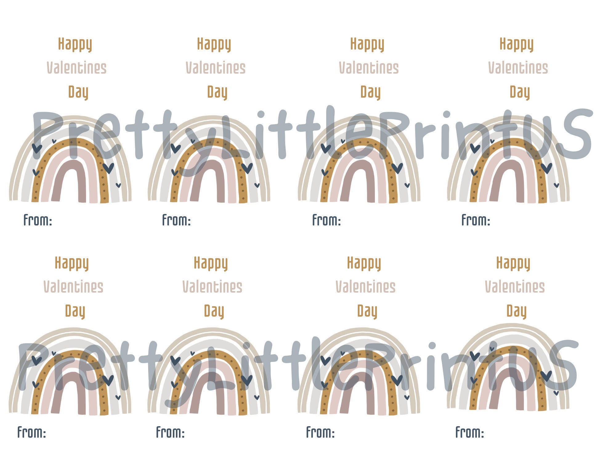 Boho Rainbow Valentines Day Cards | Kids Valentines Day Cards ...