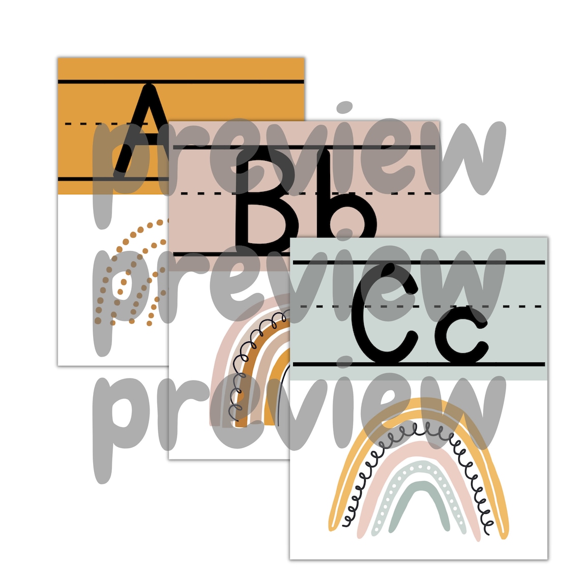 Boho Rainbow Alphabet Cards Primary Font Spring Classroom Decor Rainbow ...