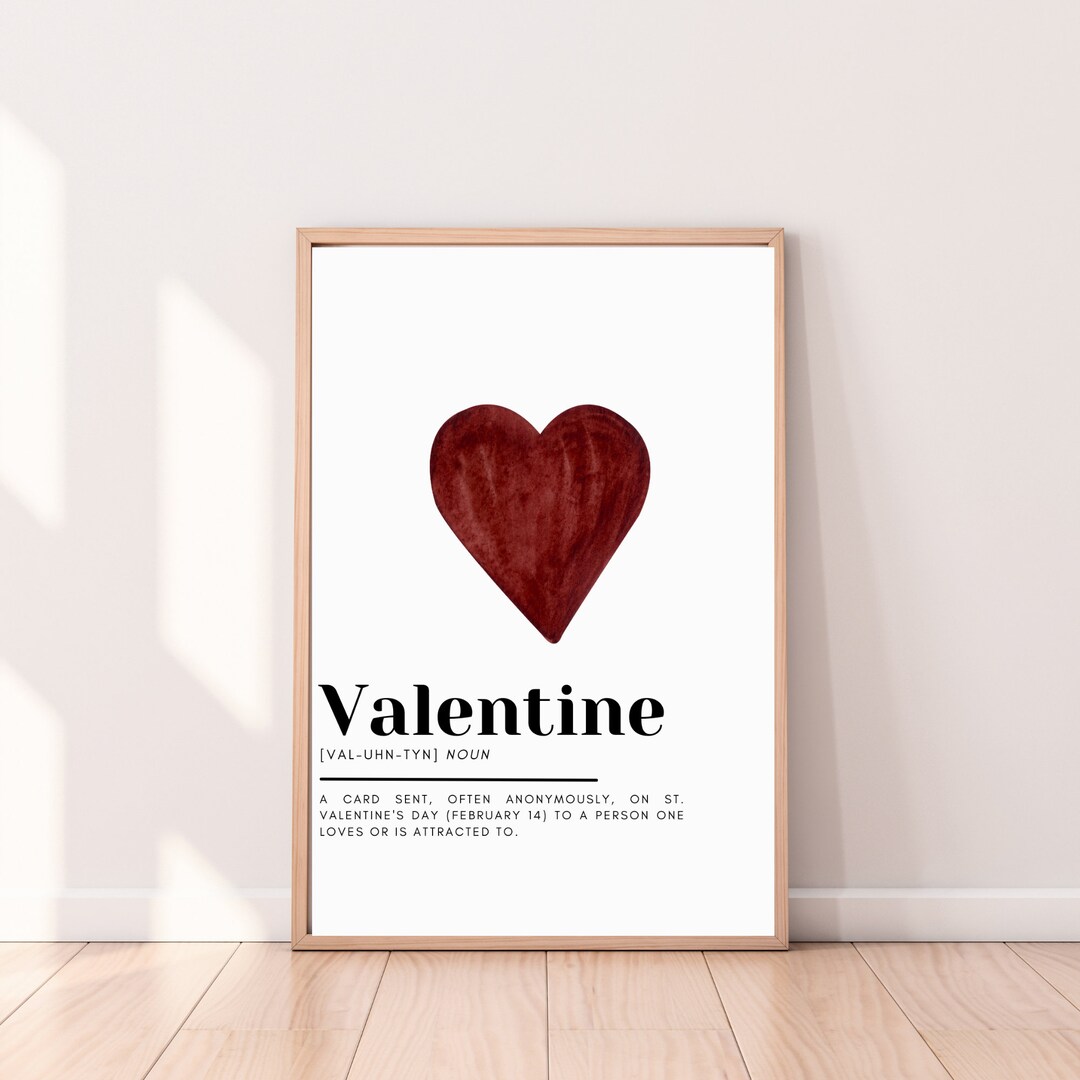 Valentine Definition Print White & Maroon Valentine's - Etsy