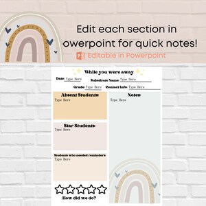 Boho Rainbow Substitute Feedback Form Digital Download Back - Etsy