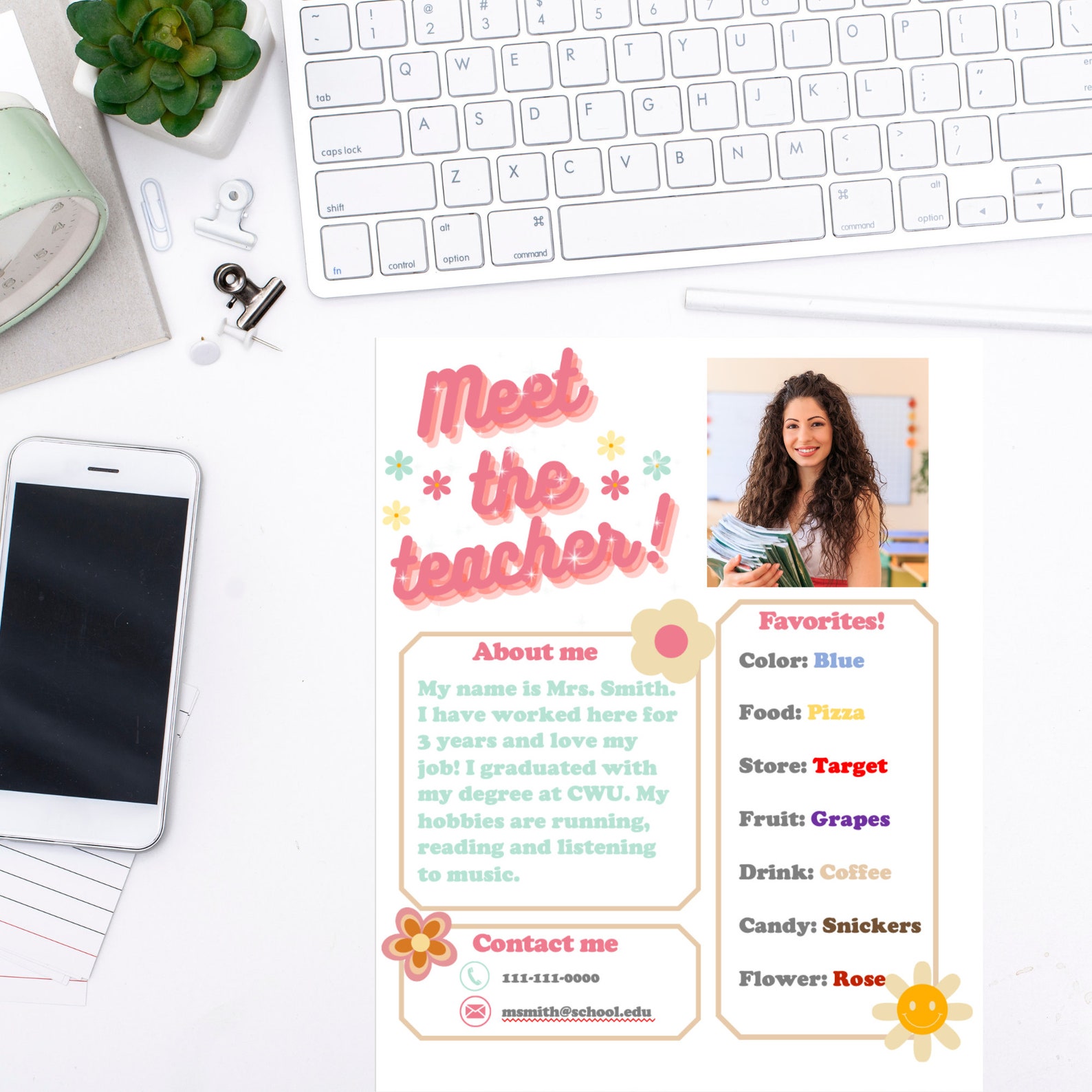 Groovy Retro Meet the Teacher Form | Digital Download | Back to School ...