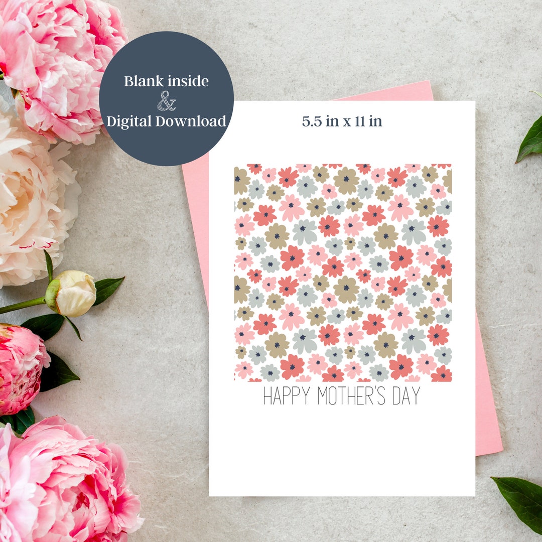Mothers Day Card Printable Cute Flowers Mother's Day Card Colorful ...