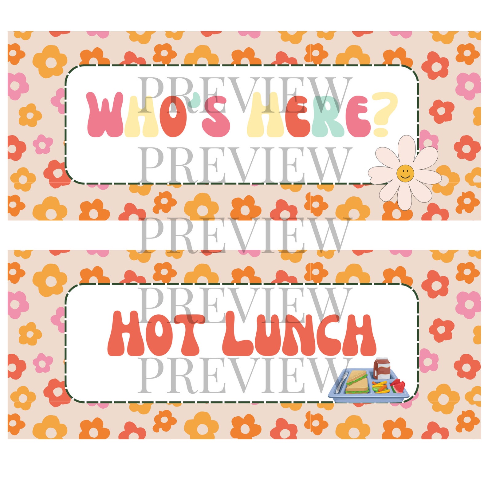 Groovy Retro Daily Lunch Count System | Digital Download | Back to ...