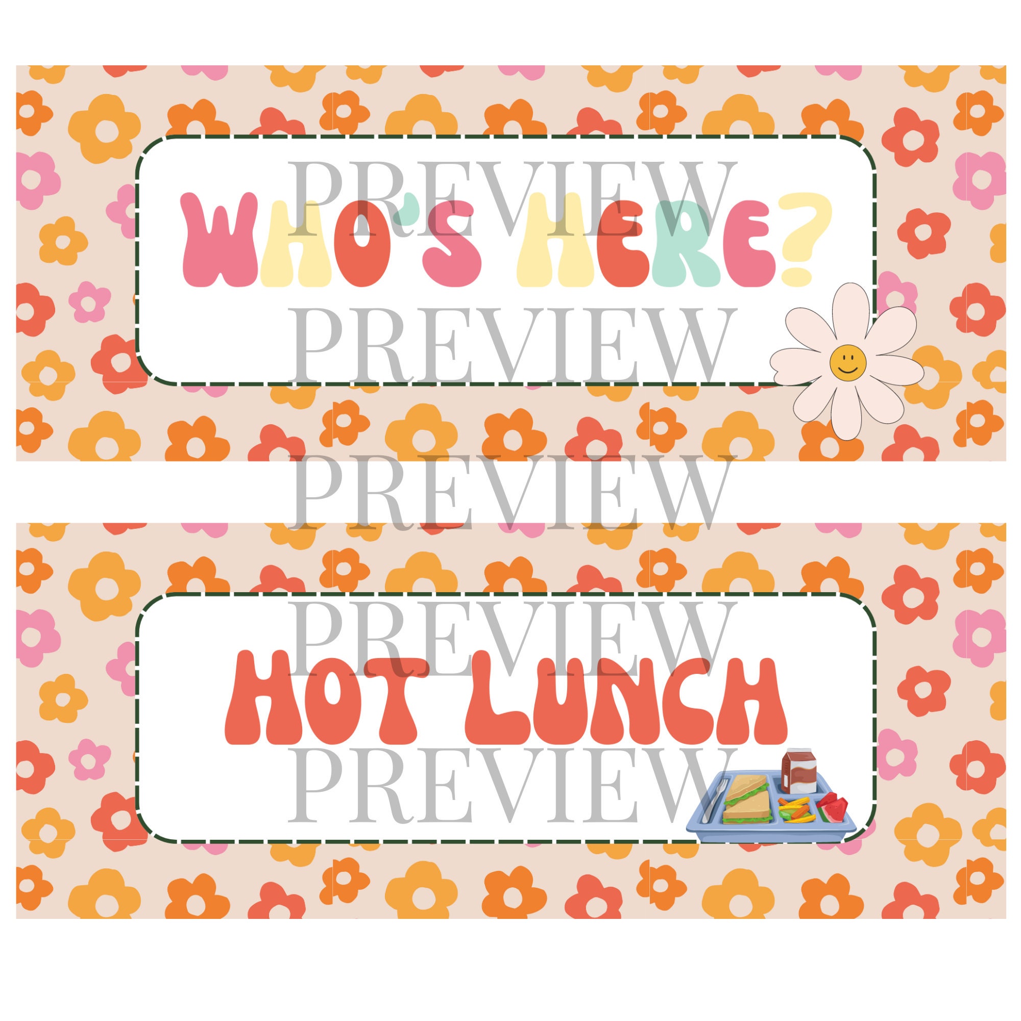 Groovy Retro Daily Lunch Count System | Digital Download | Back to ...