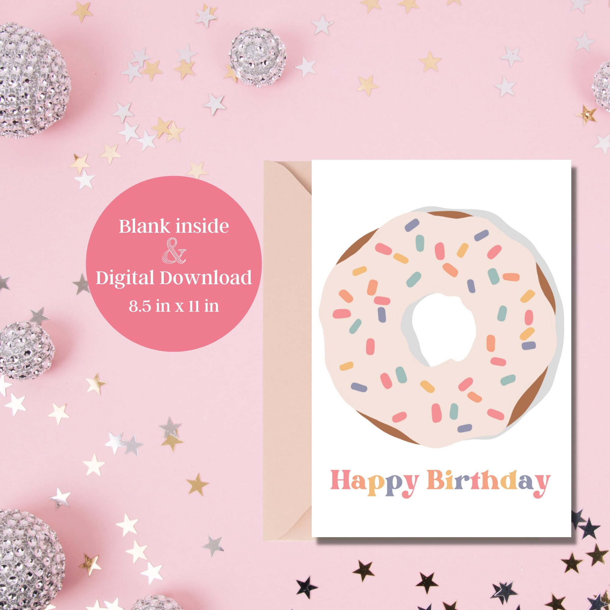 Birthday Card Printable Donut Birthday Card Birthday Card for Her ...
