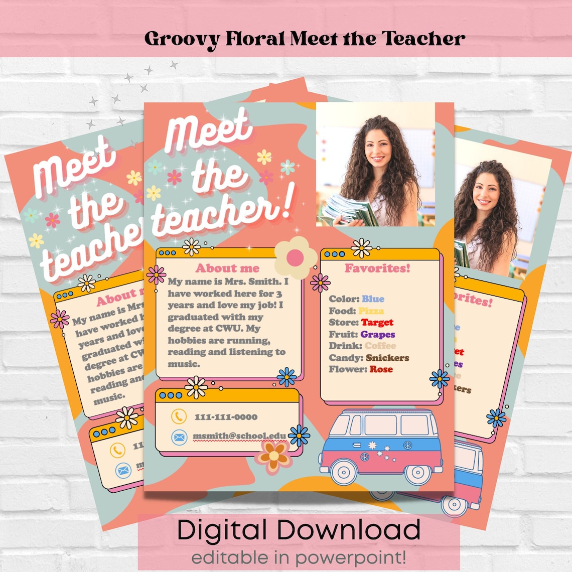 Groovy Floral Meet the Teacher Form Digital Download Back to School ...