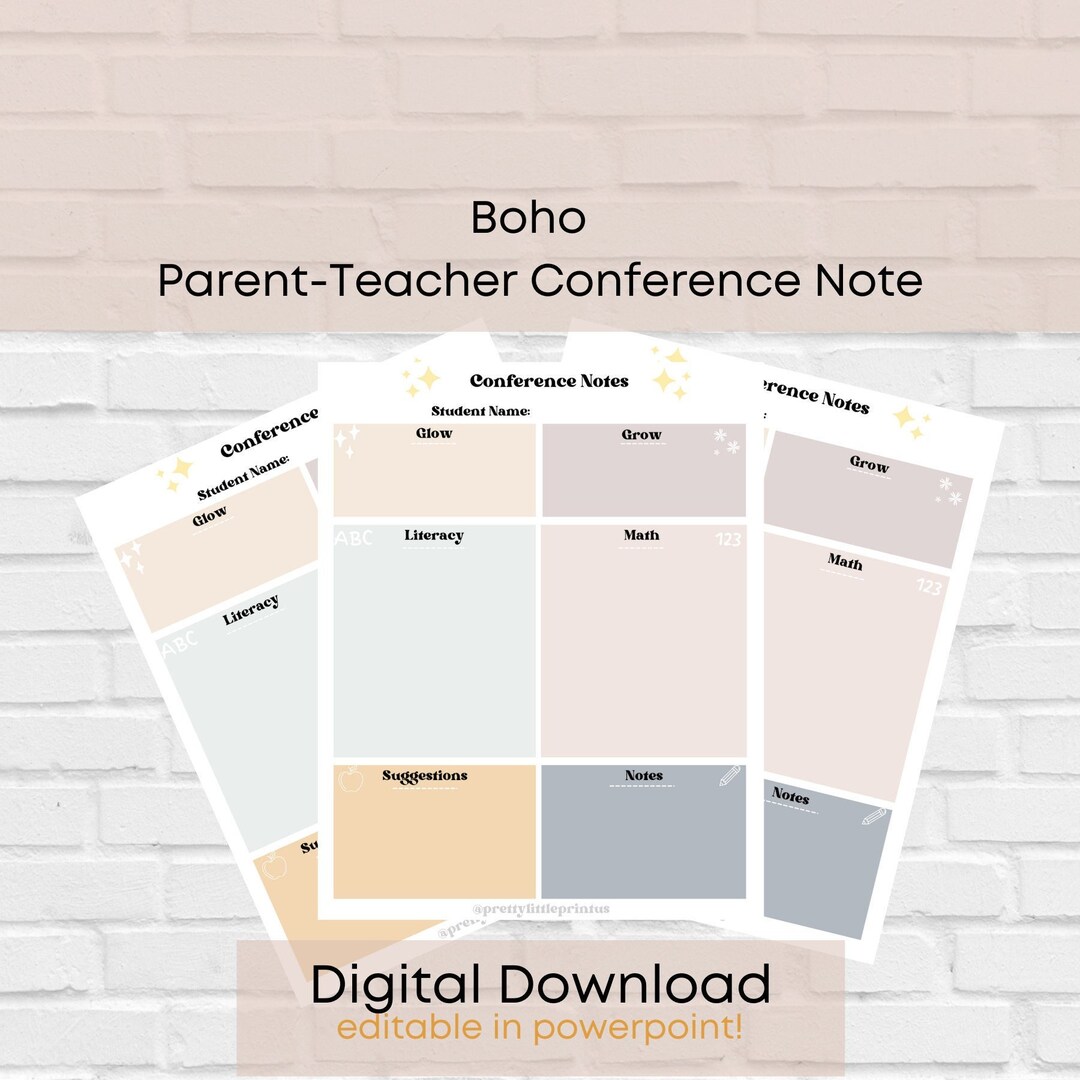 Boho Parent Teacher Conference Form| Digital Download | Edit in ...
