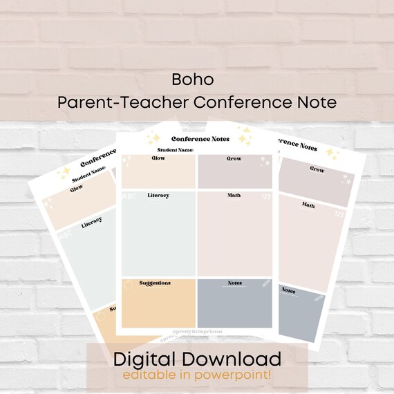 Boho Parent Teacher Conference Form Digital Download Edit - Etsy