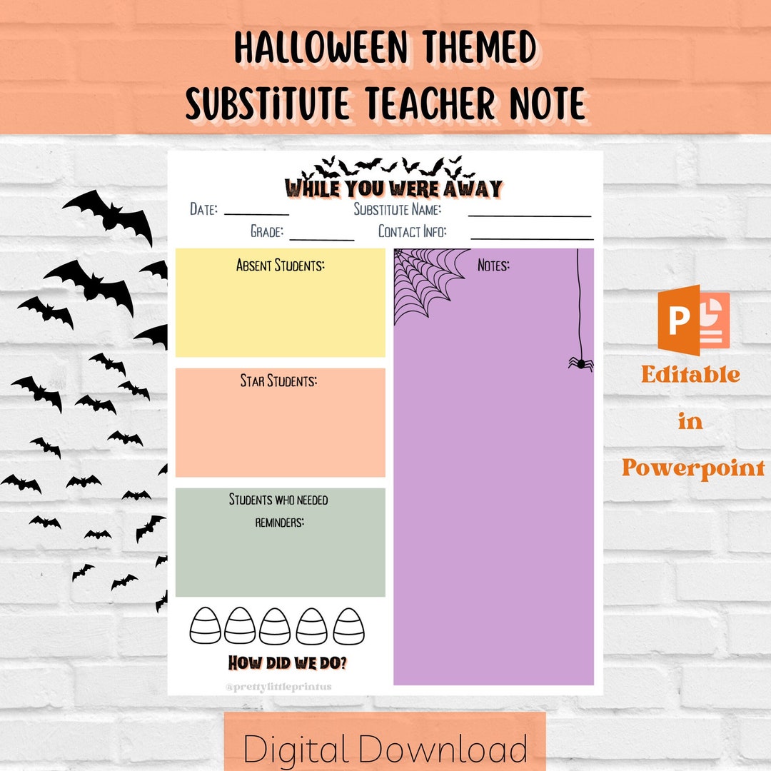 Halloween Themed Substitute Feedback Form| Digital Download | Fall ...