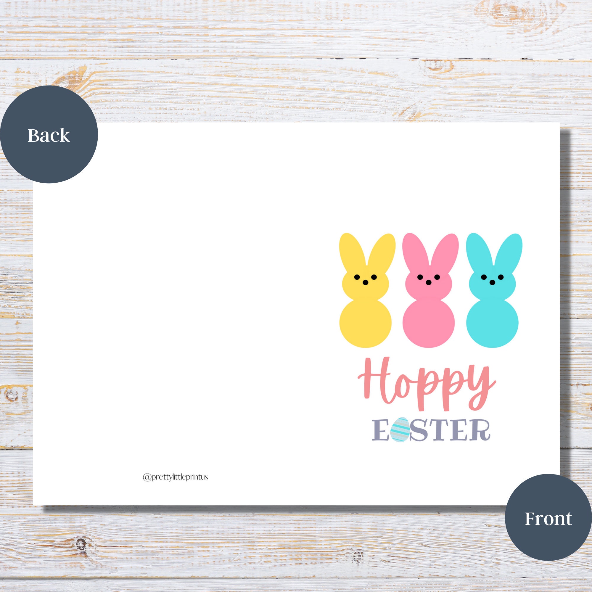 Easter Card Printable | Peeps "hoppy Easter" Card | Yellow, Pink & Teal ...
