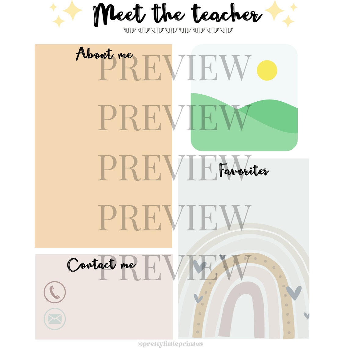 Boho Rainbow Meet the Teacher Form Digital Download Back to School ...