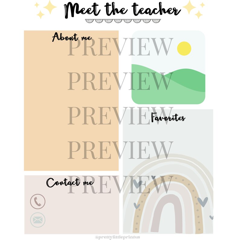 Boho Rainbow Meet the Teacher Form Digital Download Back to School ...