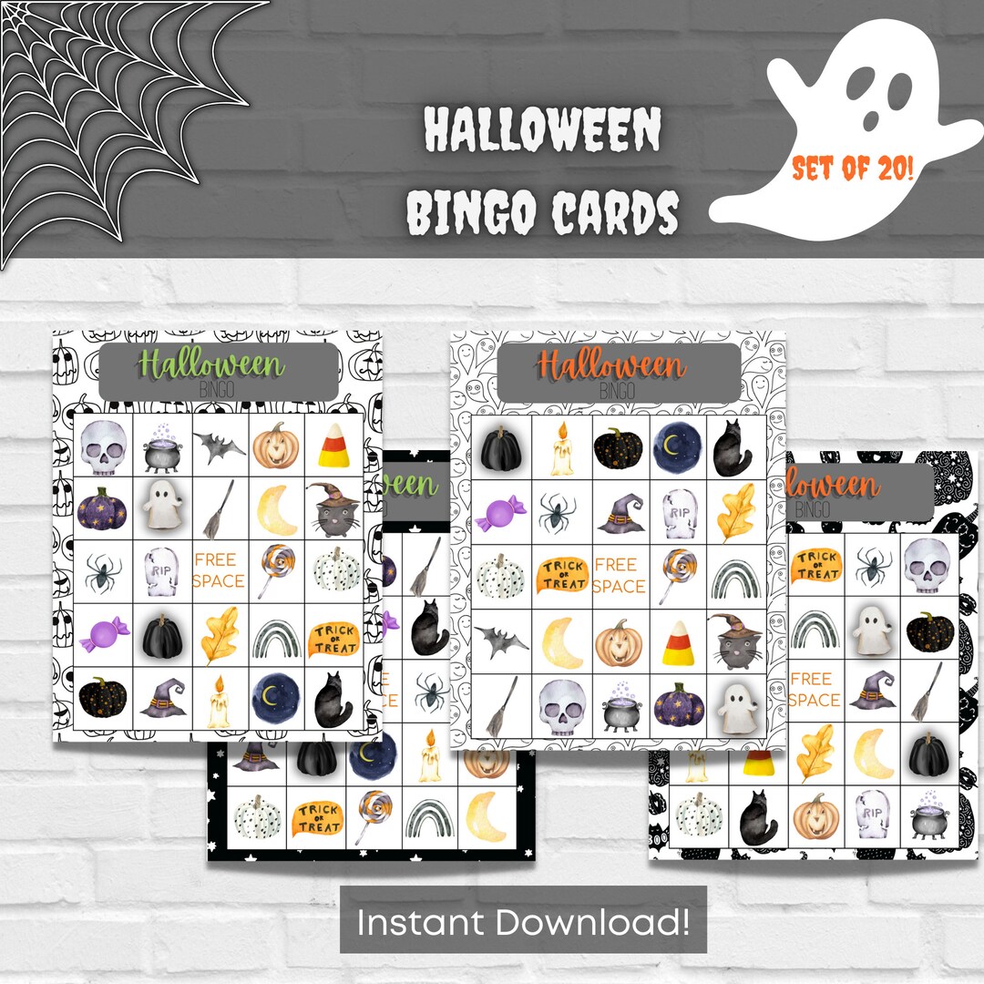 Halloween Themed Bingo Cards | Instant Download | Halloween Bingo ...