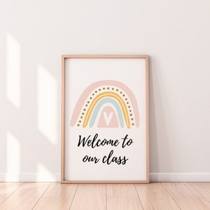 Boho Rainbow Welcome Signs Set of 4 Class Decor Classroom Decor Rainbow ...