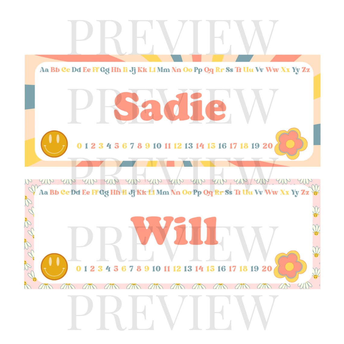 Groovy Boho Name Tags Editable in Powerpoint Class Decor Back to School ...