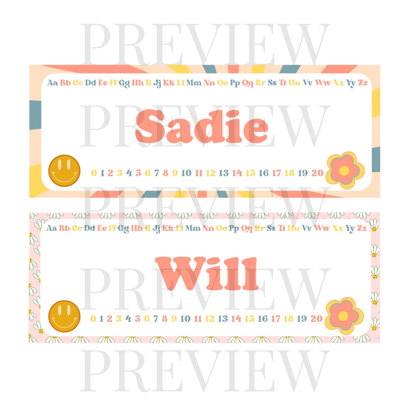 Groovy Boho Name Tags Editable in Powerpoint Class Decor Back to School ...