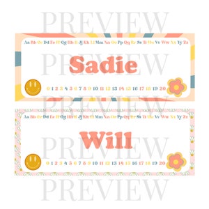 Groovy Boho Name Tags Editable in Powerpoint Class Decor - Etsy