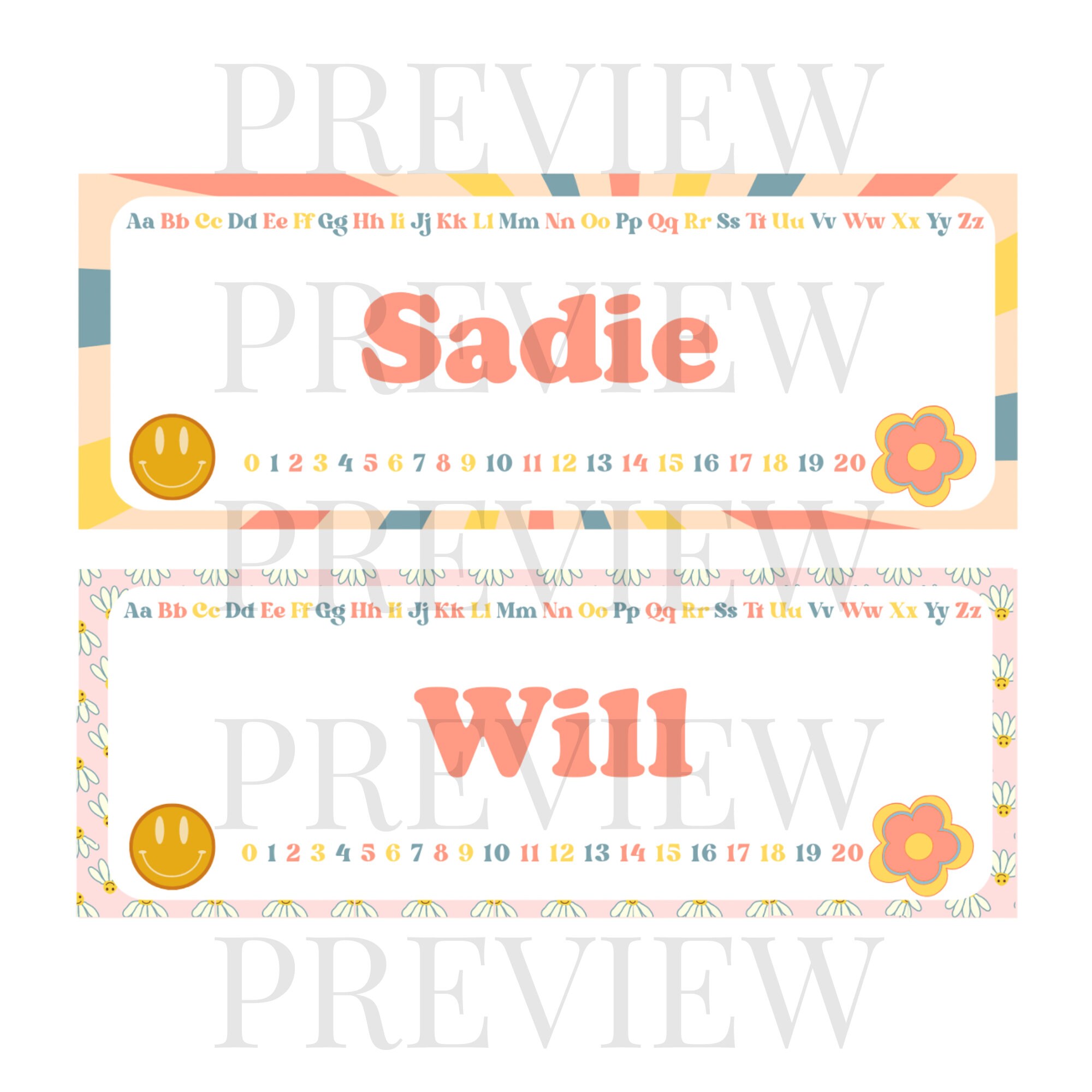Groovy Boho Name Tags Editable in Powerpoint Class Decor Back to School ...
