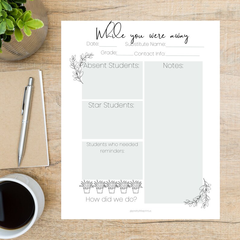 Minimal Plant Substitute Feedback Form Digital Download - Etsy