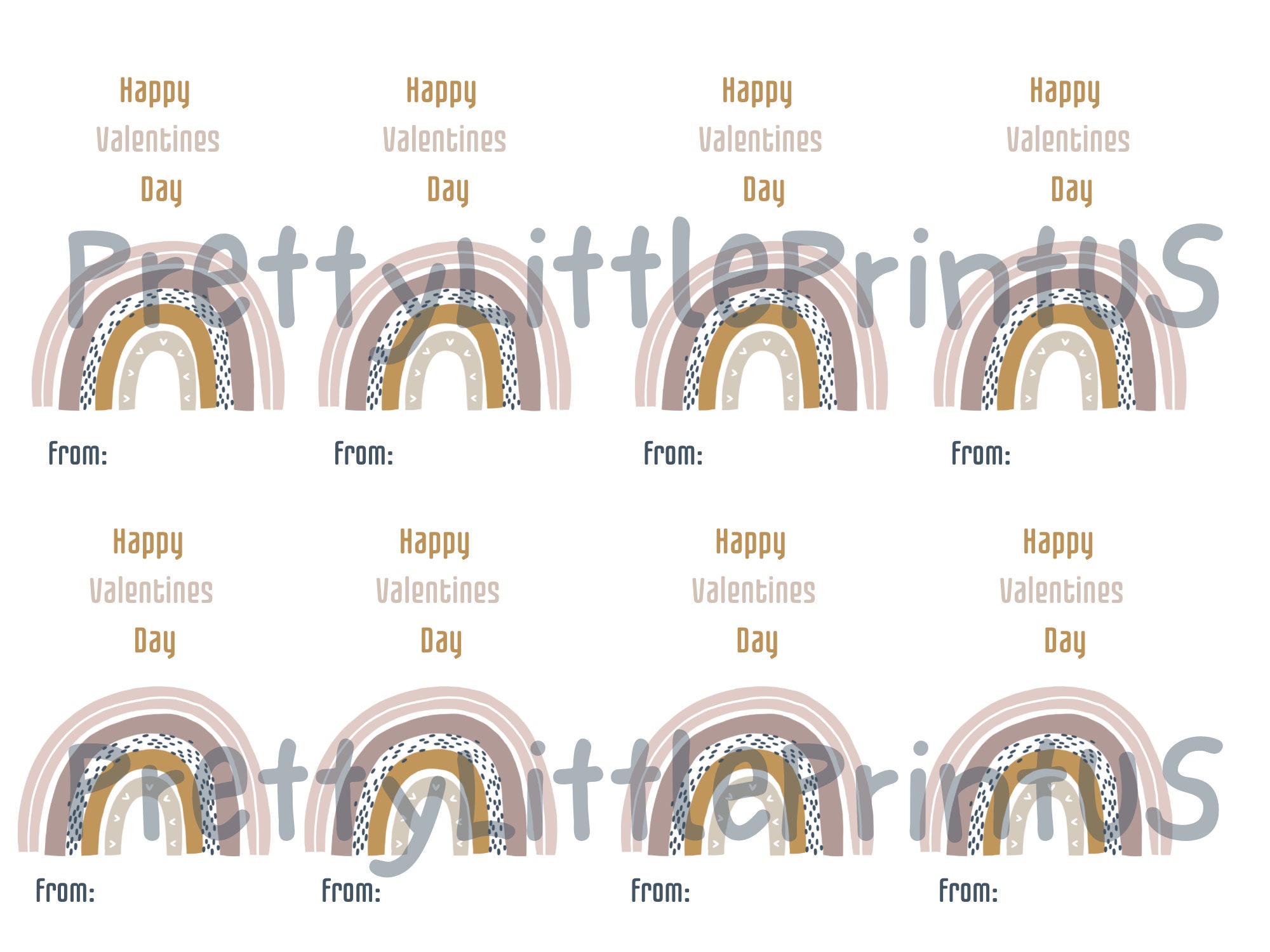 Boho Rainbow Valentines Day Cards Kids Valentines Day Cards - Etsy