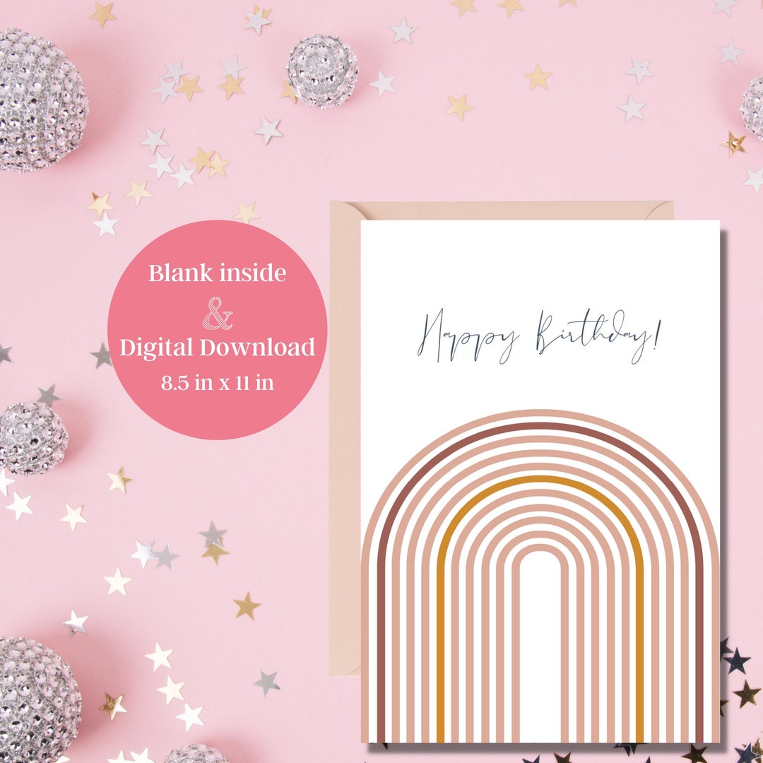 Birthday Card Printable Boho Rainbow Birthday Card Birthday Card for ...