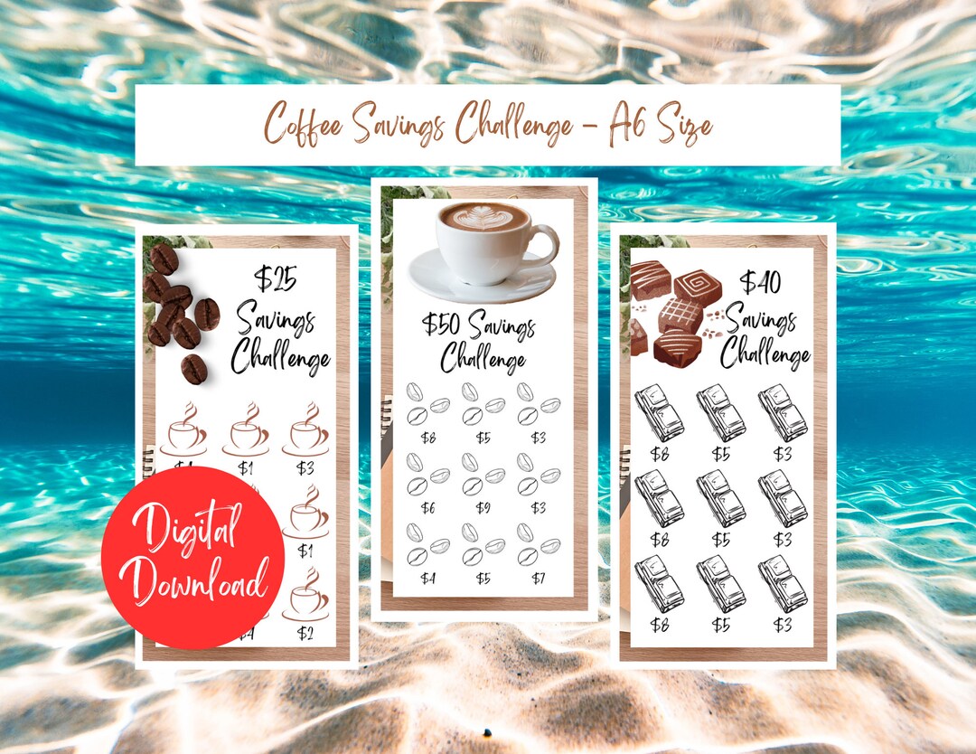 Coffee Savings Challenge Printable Goal Tracker Progress Tracker ...