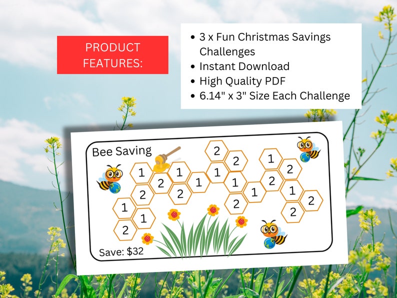 Bee Savings Challenge 3 Pack - Printable Goal Tracker, Progress Tracker ...