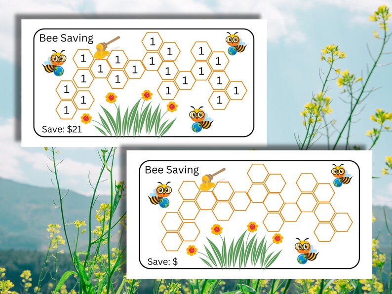 Bee Savings Challenge 3 Pack Printable Goal Tracker, Progress Tracker ...