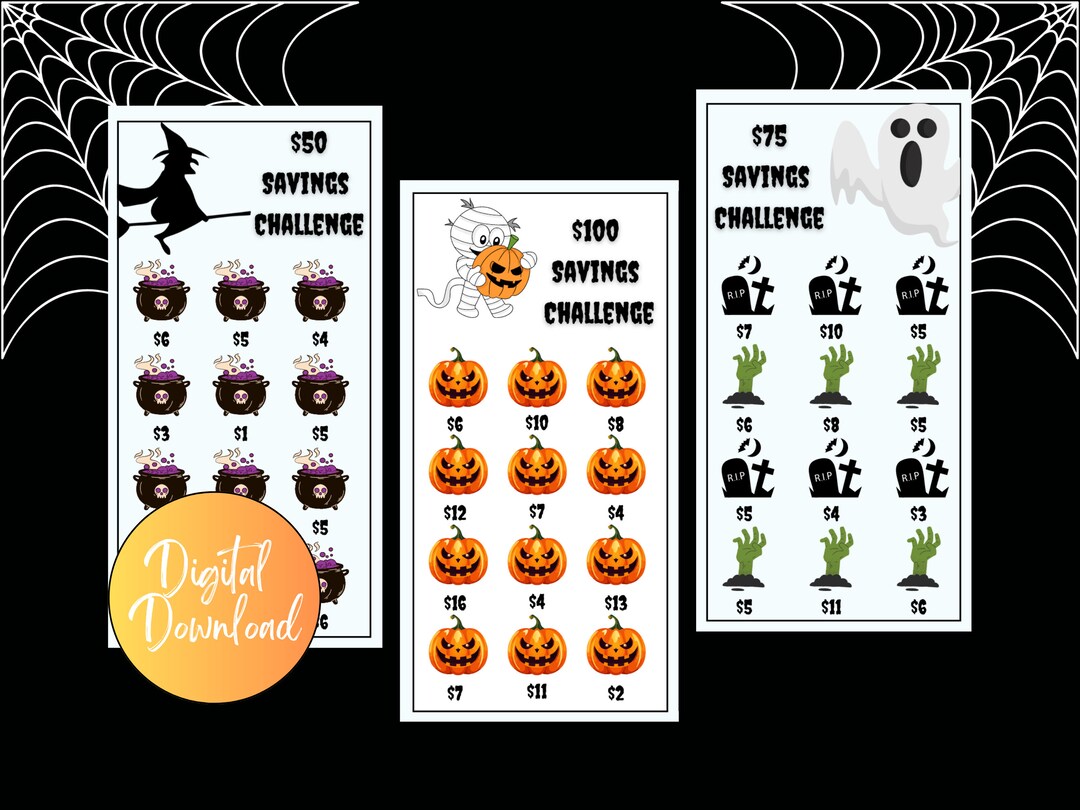 Halloween Savings Challenge Printable Goal Tracker Progress Tracker ...