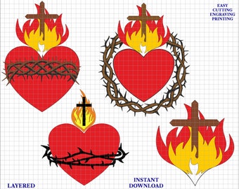 Sacred Heart Svg | Etsy