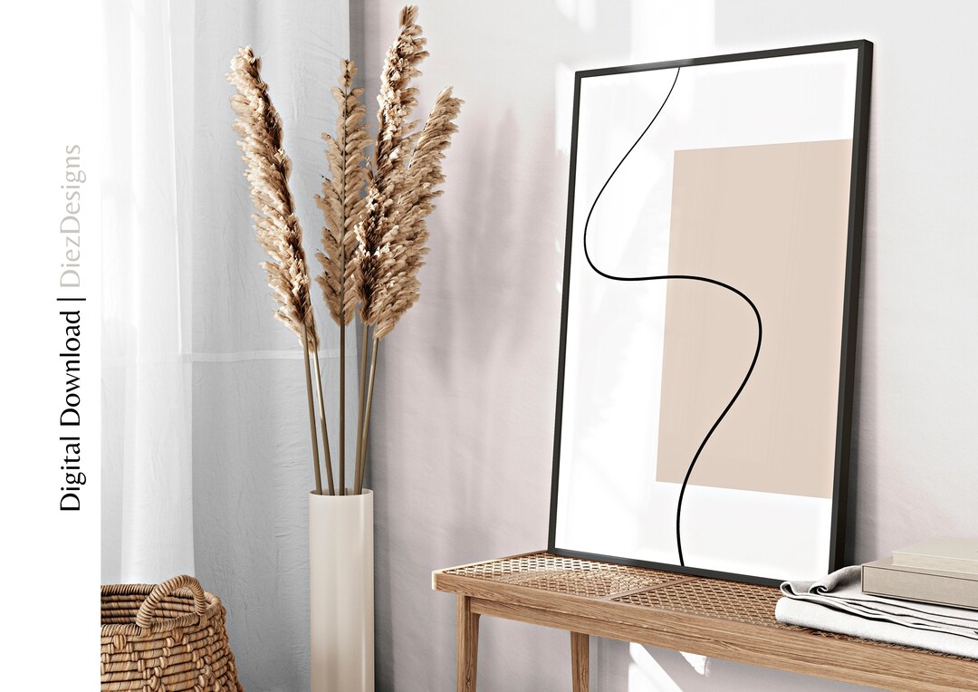 Japandi Line Wall Art Print, Downloadable Line Art, Aesthetic Simple ...