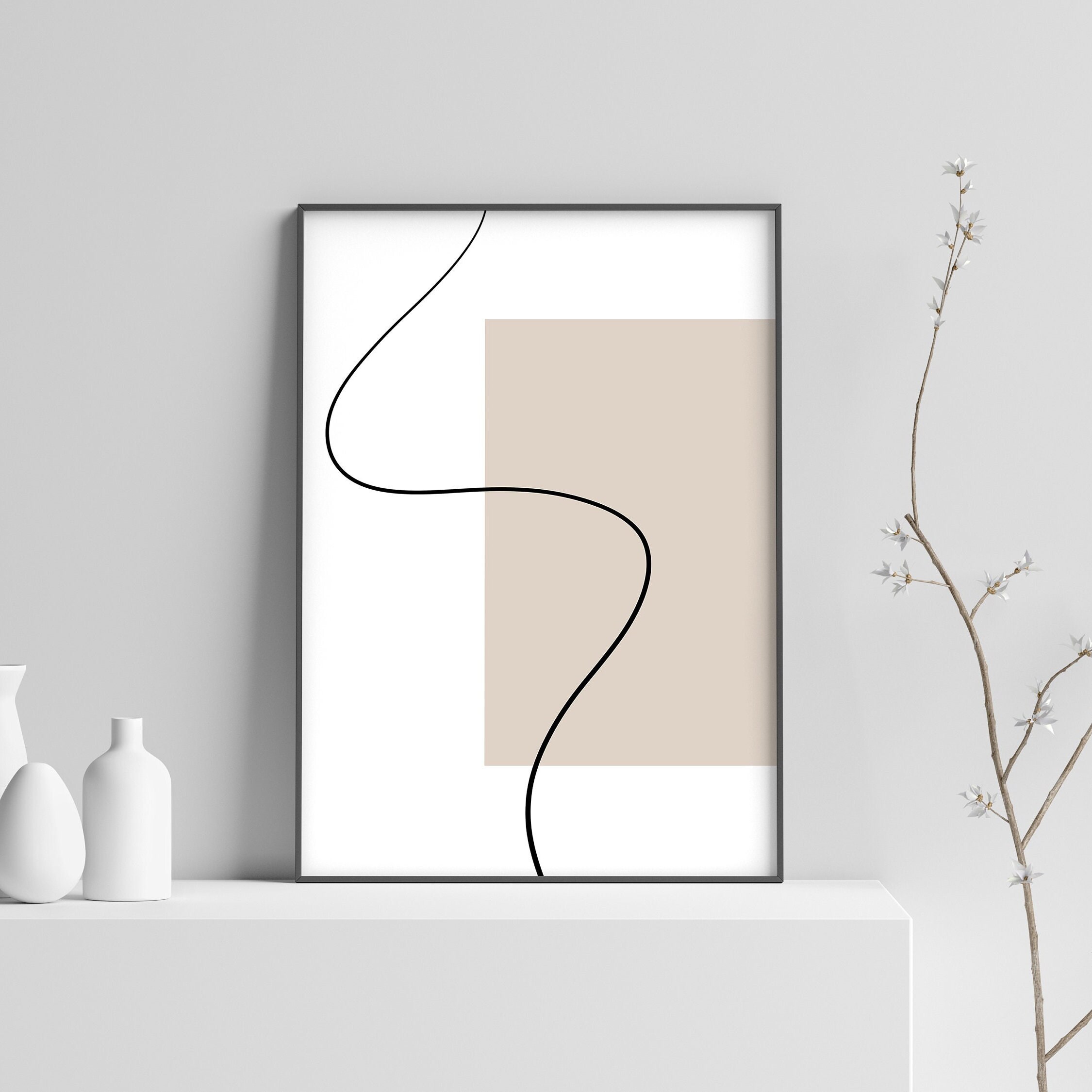 Japandi Line Wall Art Print, Downloadable Line Art, Aesthetic Simple ...