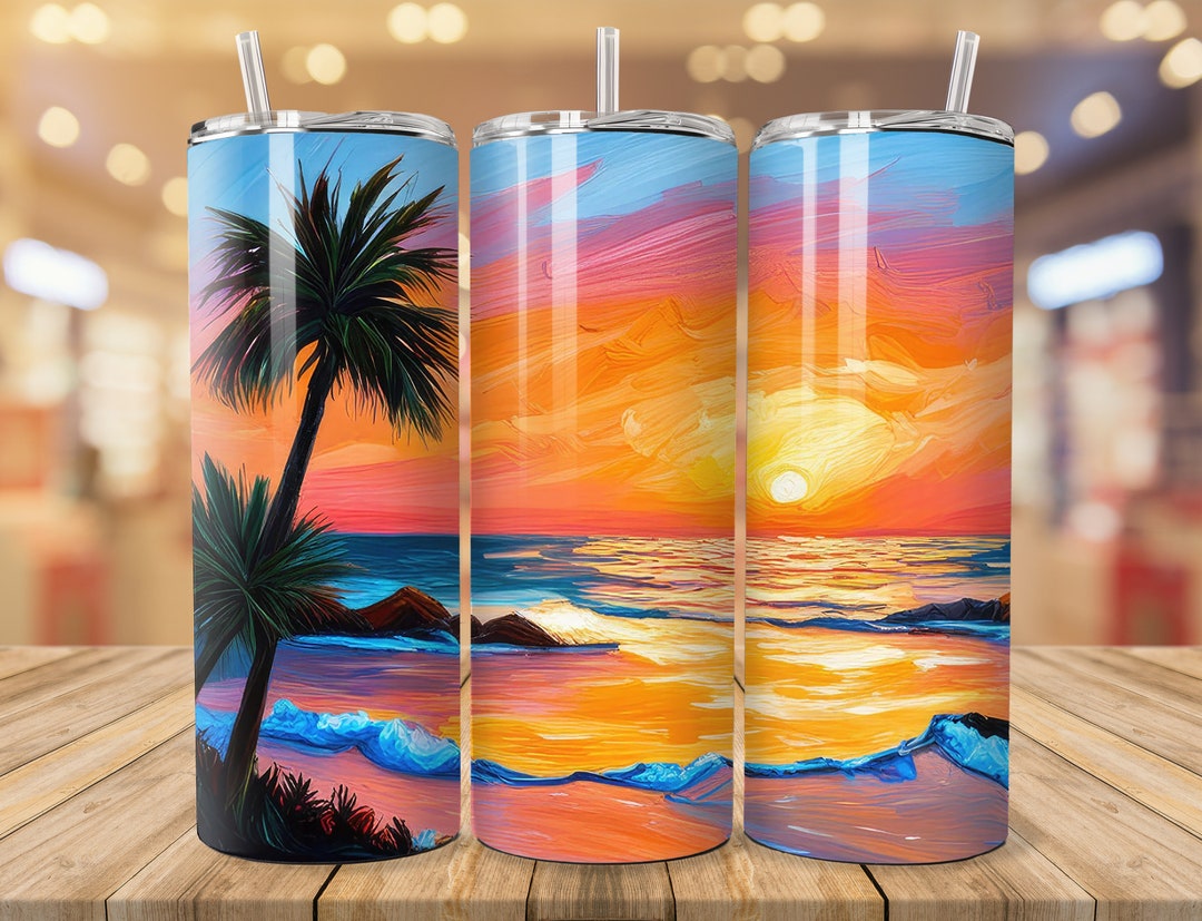 Colorful Sunset Palm Tree Cup, Personalized Sunset Cup, Gifts for Her ...