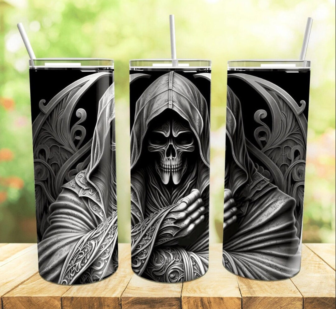 Grim Reaper Skull Insulated Skinny Tumbler, Unique Gift for Him ...