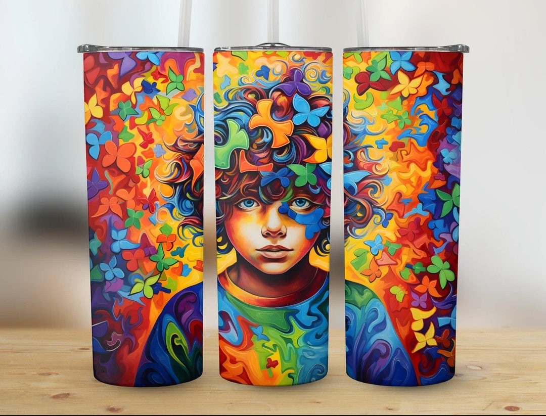 Autism Awareness Imaginative Puzzle Piece Rainbow Watercolor, Boy or ...