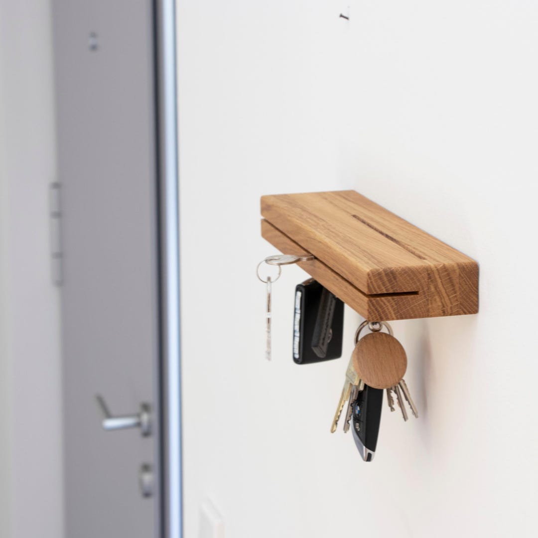 ASTREIN® | Key Rack With Shelf | Magnetic Key Rack | Wooden Organizer ...
