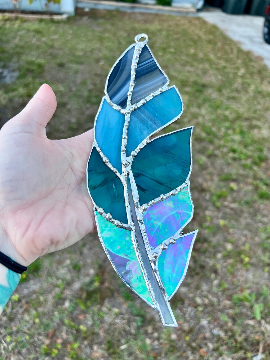 Beaded Feather Stained Glass Art, Sun Catcher, Gifts for Her, Handmade ...