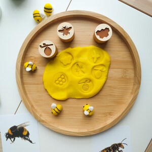 Wooden Honey Bee Stamp Set: Bee, Honeycomb and Beehive. Play-doh Tools ...