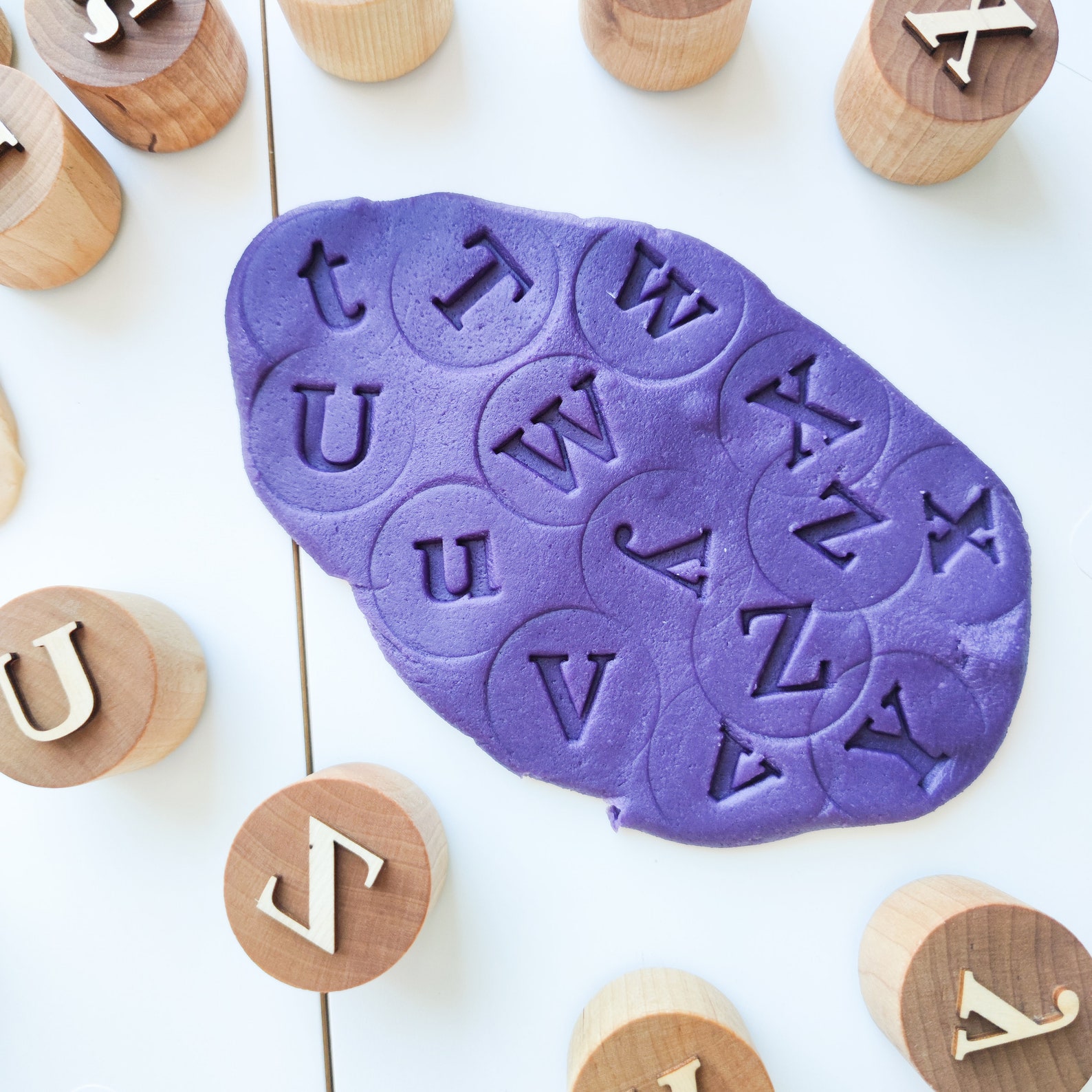 Wooden Alphabet Play Dough Stampers. Double-sided Letter - Etsy