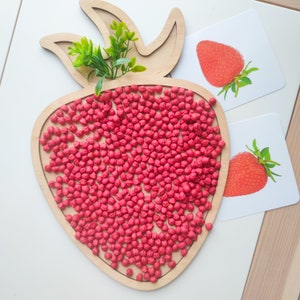 Strawberry Sensory Play Tray. Sorting Tray for Kids. Wooden Play Dough ...